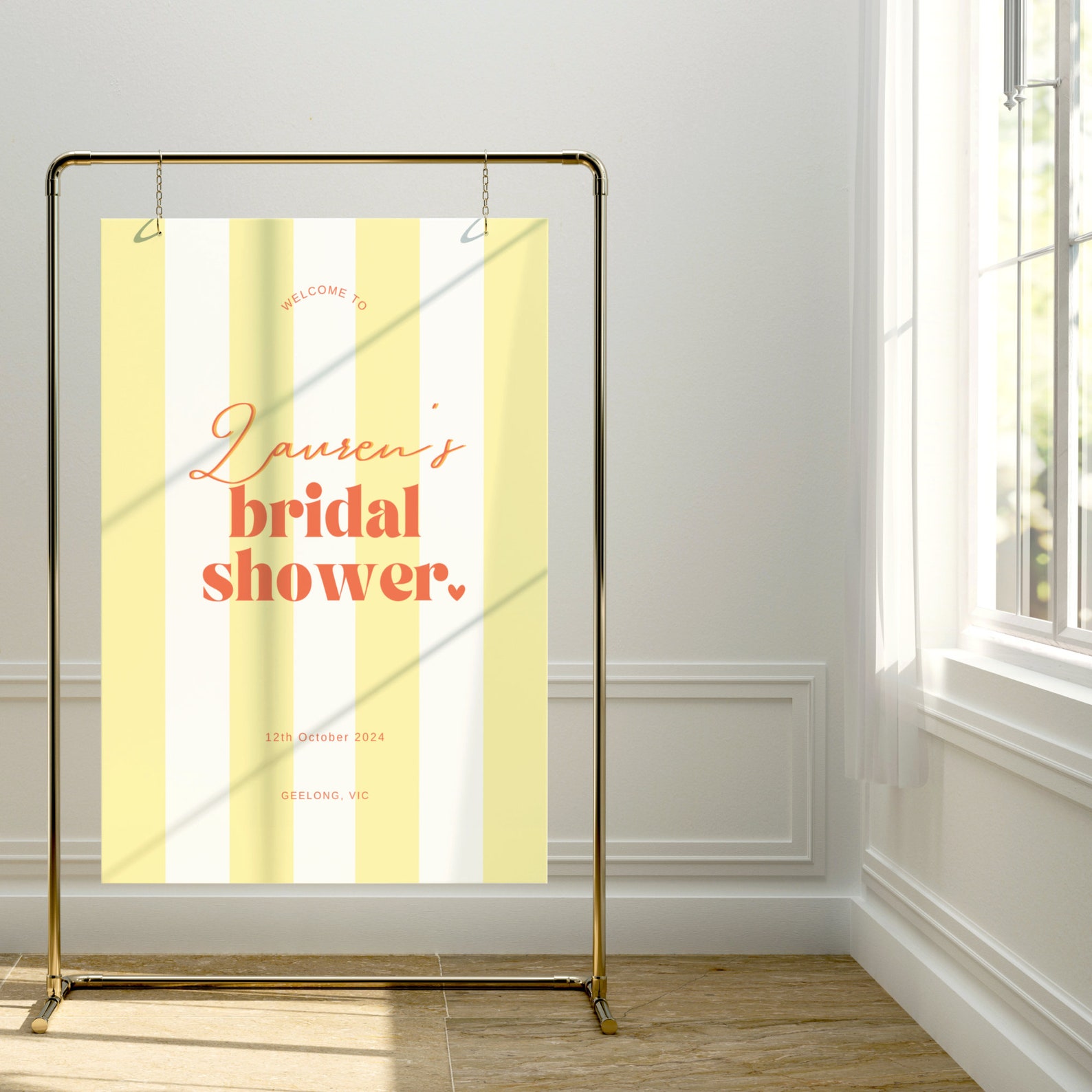 Yellow Stripe Bridal Shower Welcome Sign: Editable Template (digital ...