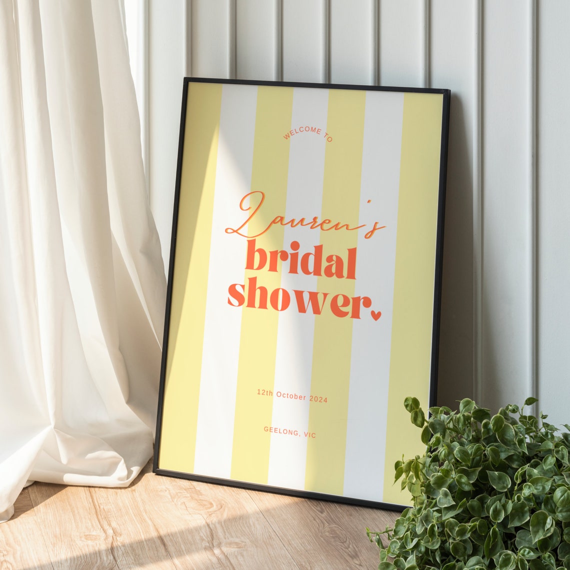 Yellow Stripe Bridal Shower Welcome Sign: Editable Template (digital ...