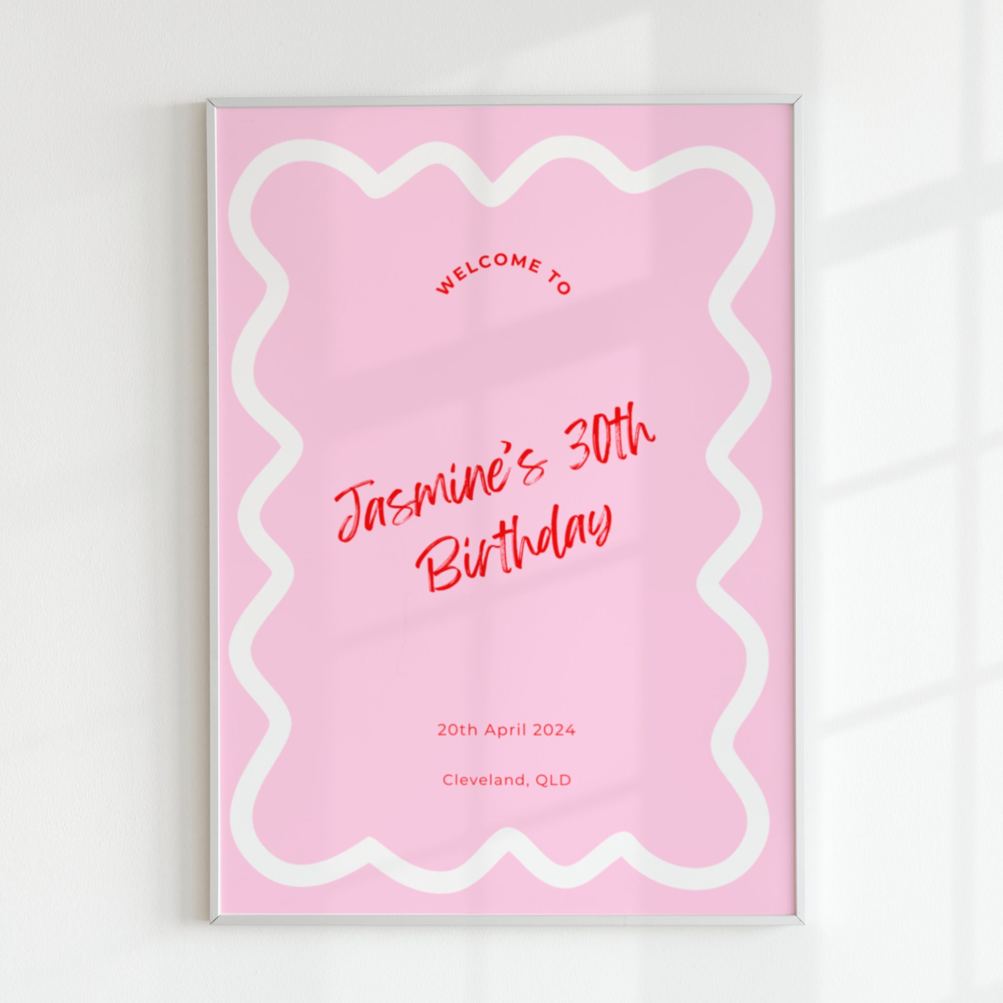 Pink and Red Wavy Welcome Sign, Wavy Welcome Poster, Colourful Birthday ...