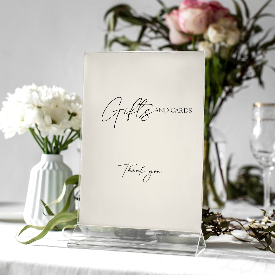 Minimalist Wedding Gift Table Sign Template, Beige Wishing Well Sign ...