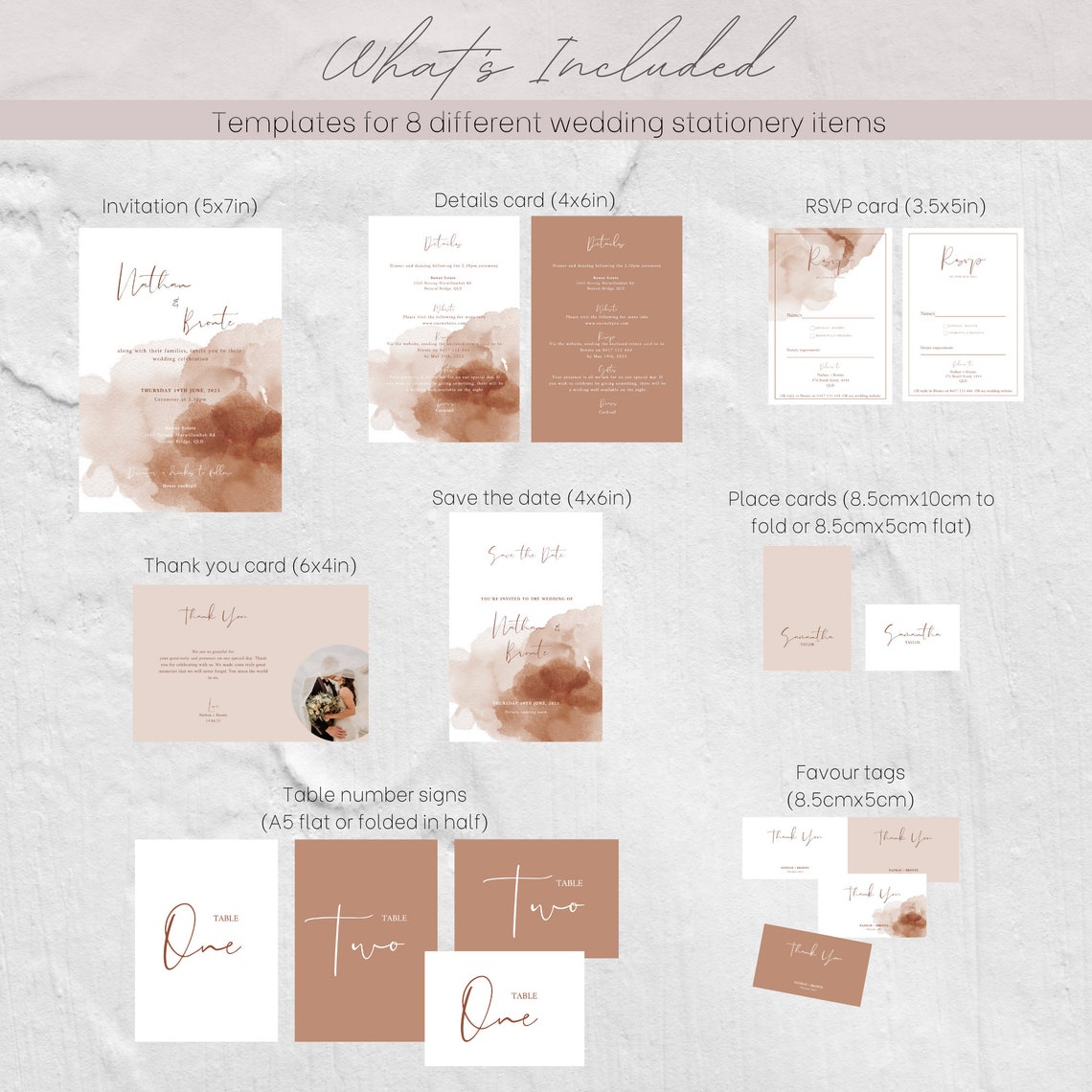 Rust Watercolour Wedding Invitation Suite Template, Terracotta ...