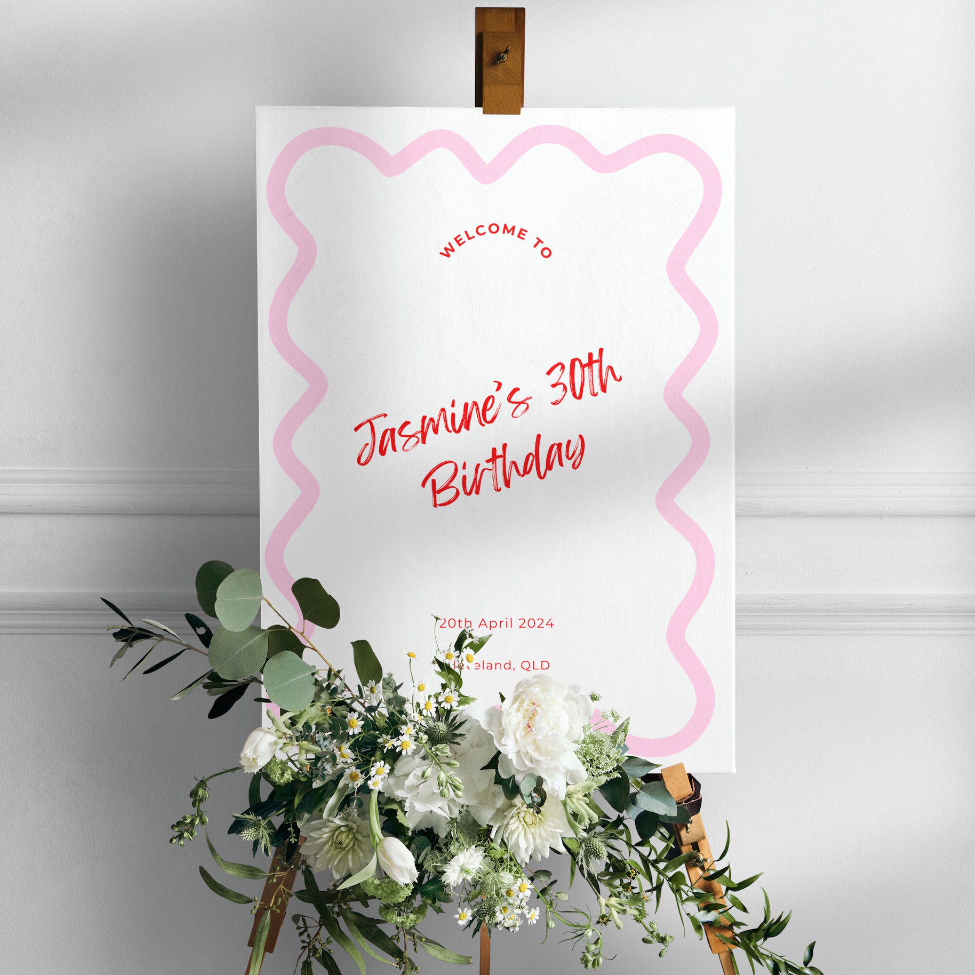 Pink and Red Wavy Welcome Sign, Wavy Welcome Poster, Colourful Birthday ...