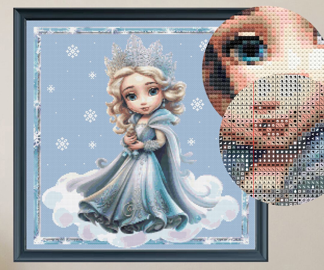Cross Stitch Princess Elsa Embroidery Pattern PDF Download, Modern ...
