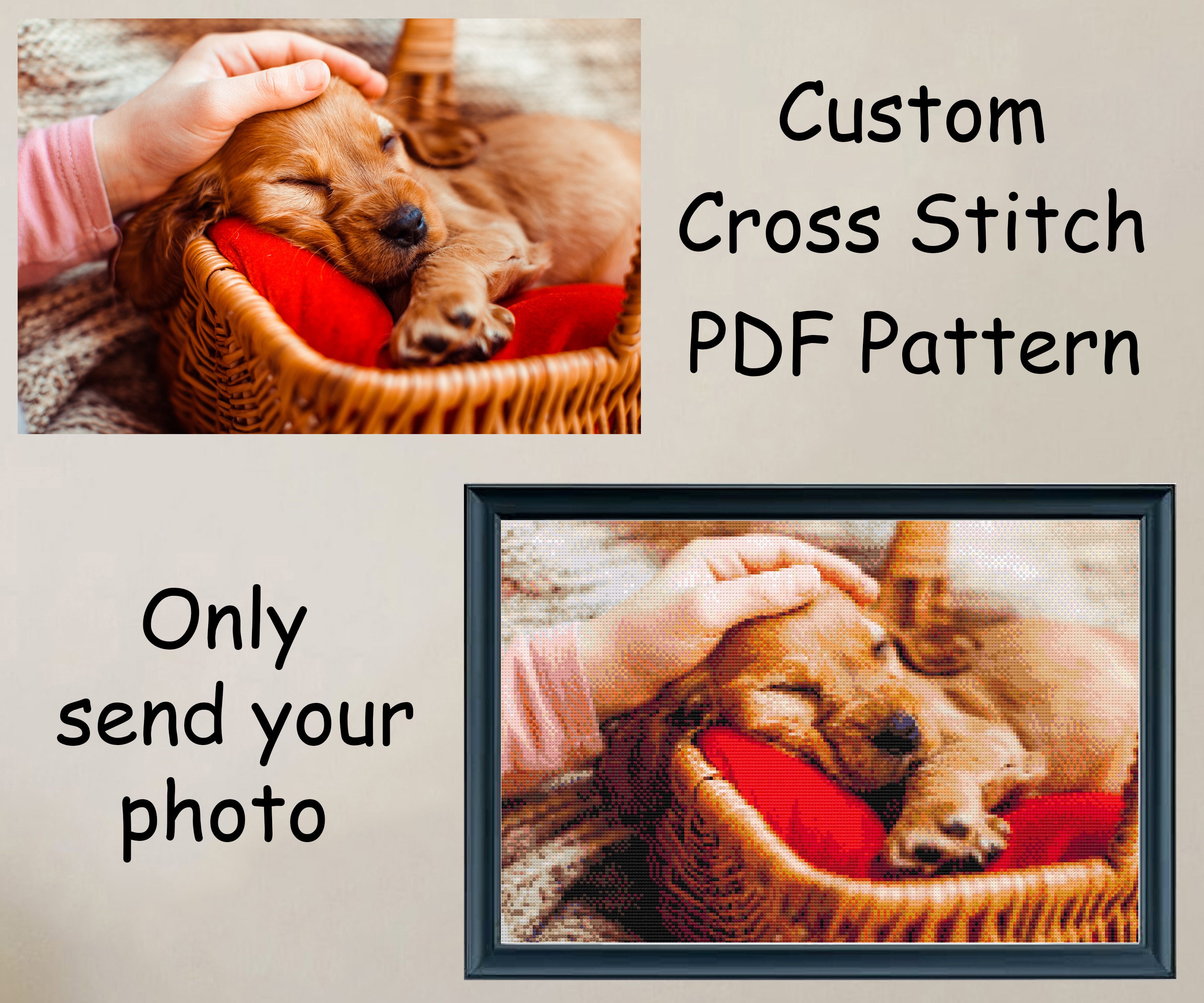 Custom Cross Stitch Embroidery Pattern by Your Own Photos, PDF Download ...