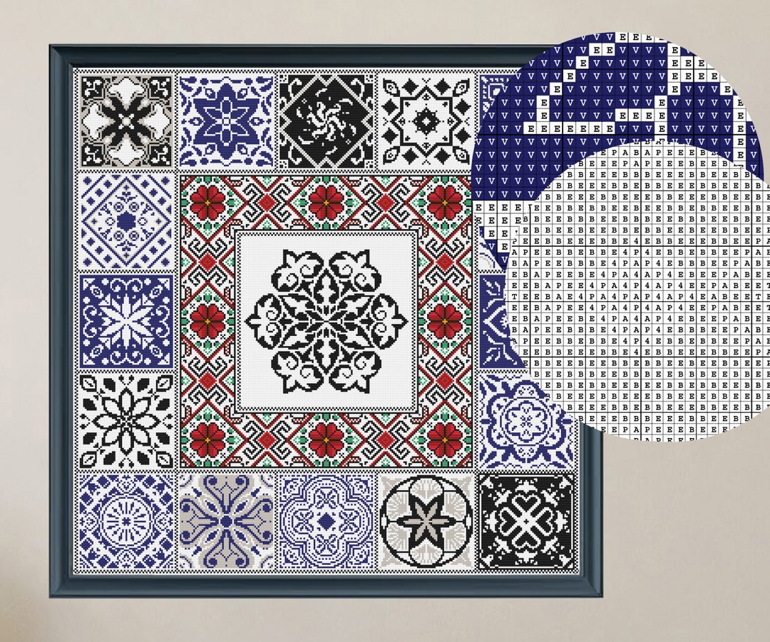Mandala Cross Stitch Pattern: Tile Sampler Embroidery (PDF Download) - Etsy