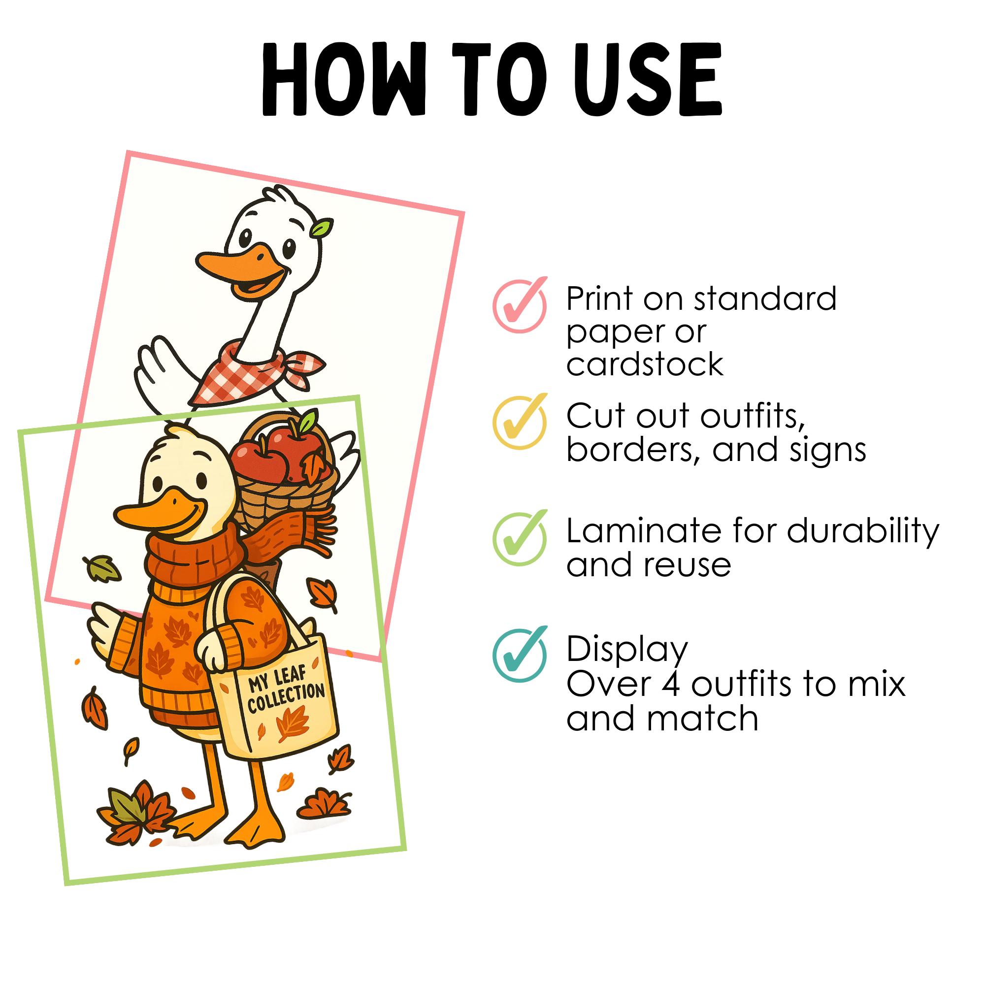 Printable Silly Goose Classroom Mascot: Fall & Thanksgiving Bulletin ...