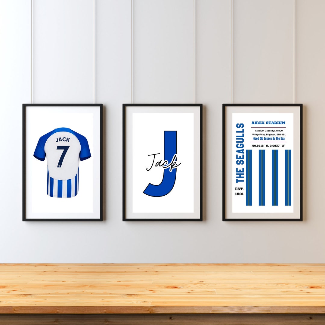Brighton & Hove Albion Football Prints Set Set of 3 Prints Present for ...