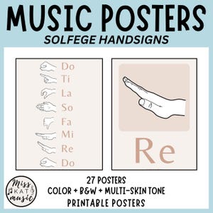 Solfege Curwen Kodaly Hand Sign Music Classroom Posters - Singing ...