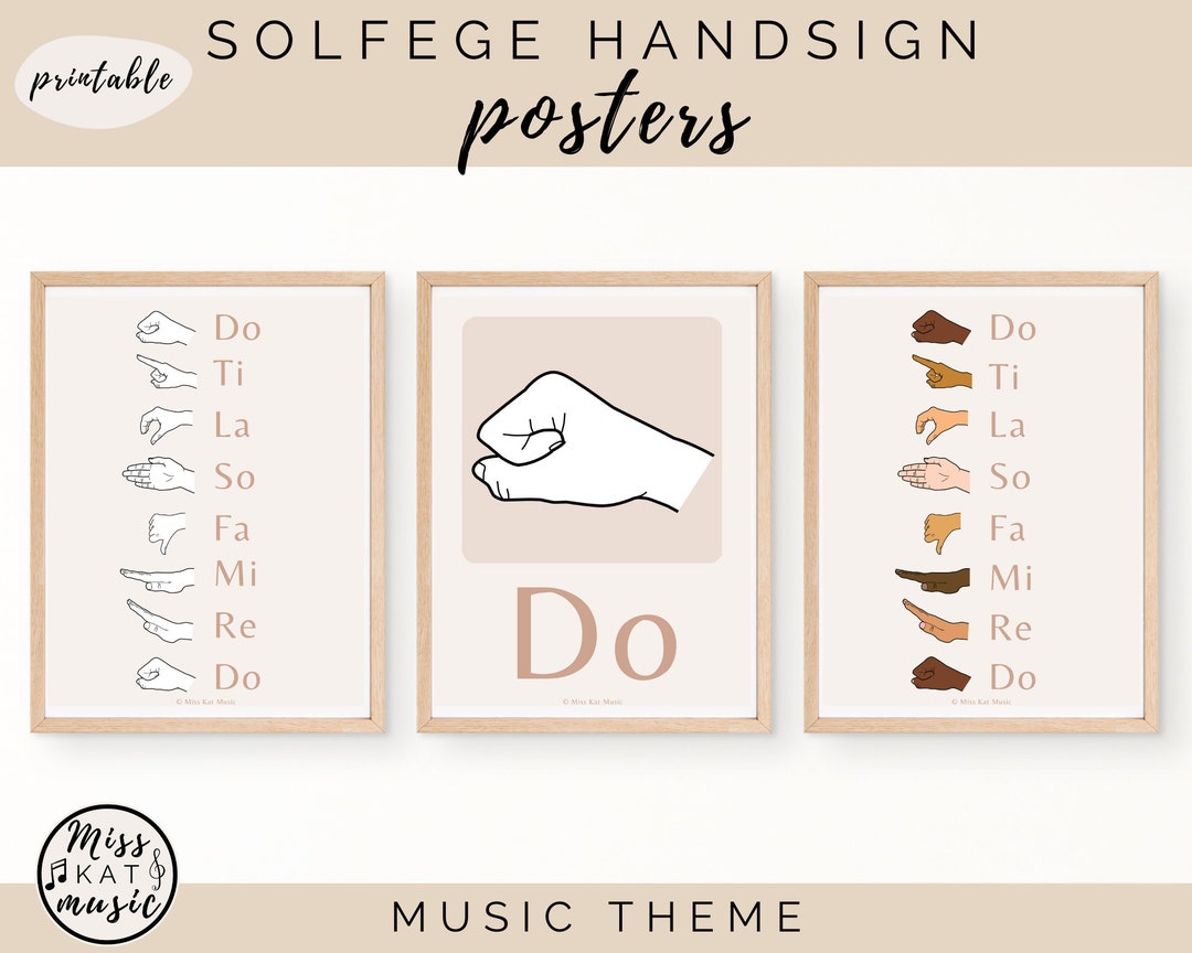 Solfege Curwen Kodaly Hand Sign Posters Printable for Music Classroom ...