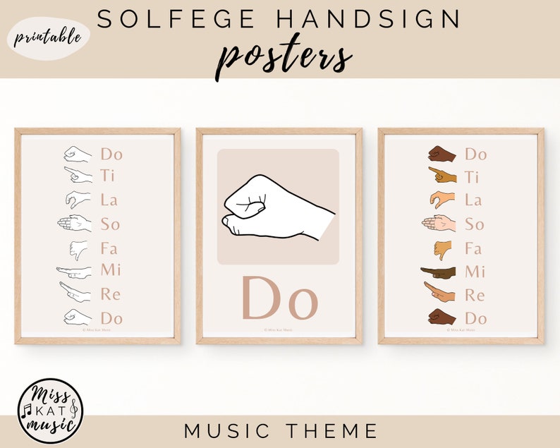 Solfege Curwen Kodaly Hand Sign Posters Printable for Music Classroom ...