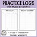 Music Practice Logs for Student, Classroom, Ensemble, Instrument, Voice ...