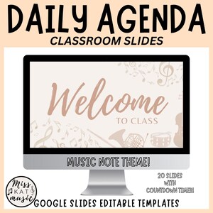 Daily Class Agenda - Editable Google Slides™ Templates - Music Note ...