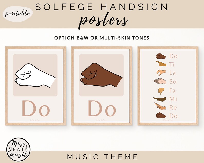 Solfege Curwen Kodaly Hand Sign Posters Printable for Music Classroom ...