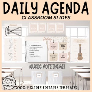 Daily Class Agenda - Editable Google Slides™ Templates - Music Note ...