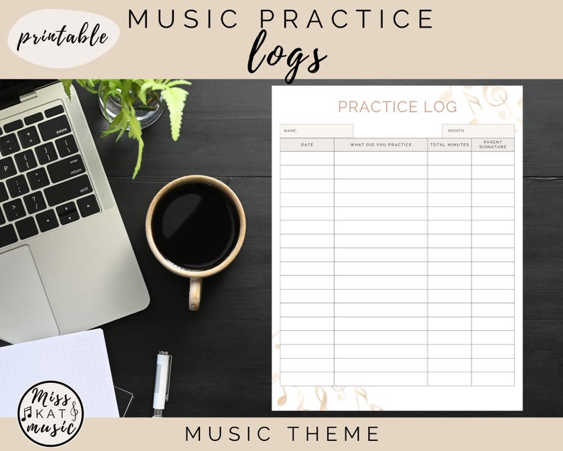 Music Practice Logs for Student, Classroom, Ensemble, Instrument, Voice ...