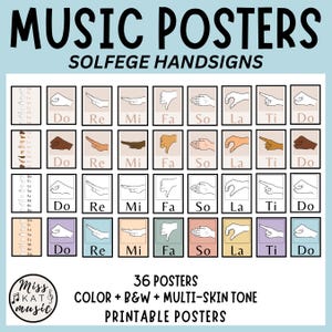 Solfege Curwen Kodaly Hand Sign Music Classroom Posters - Singing ...