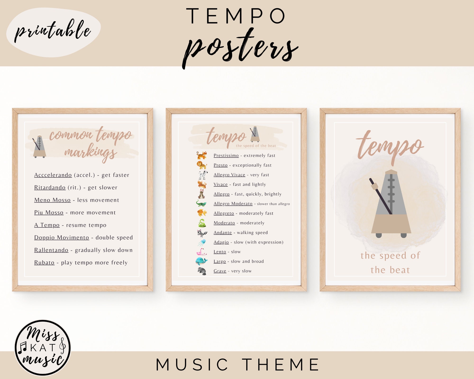 Tempo Definitions Classroom Posters - Music Theme Decor - Etsy