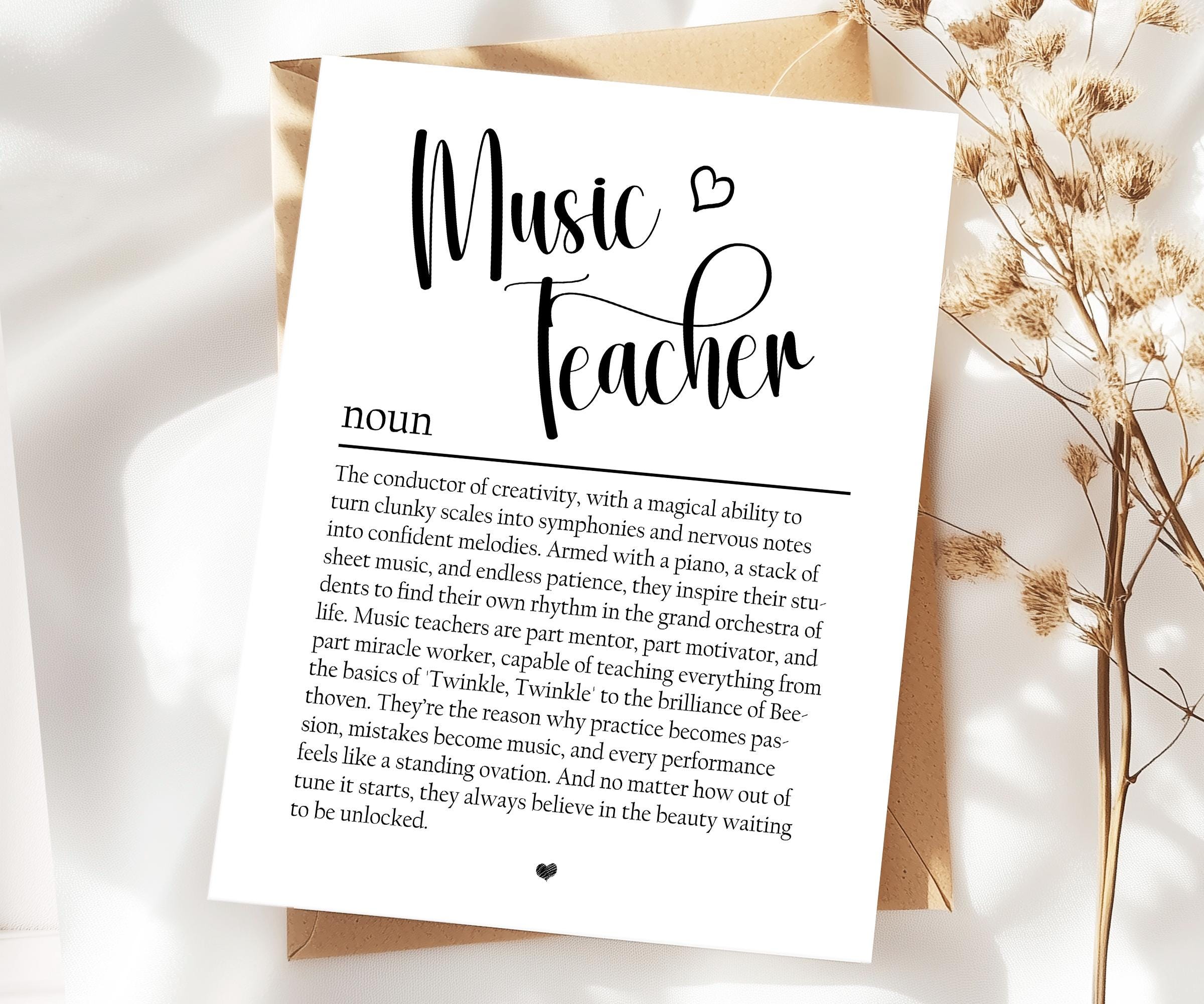 Music Teacher Gift Printable Music Teacher Definition Print Digital ...