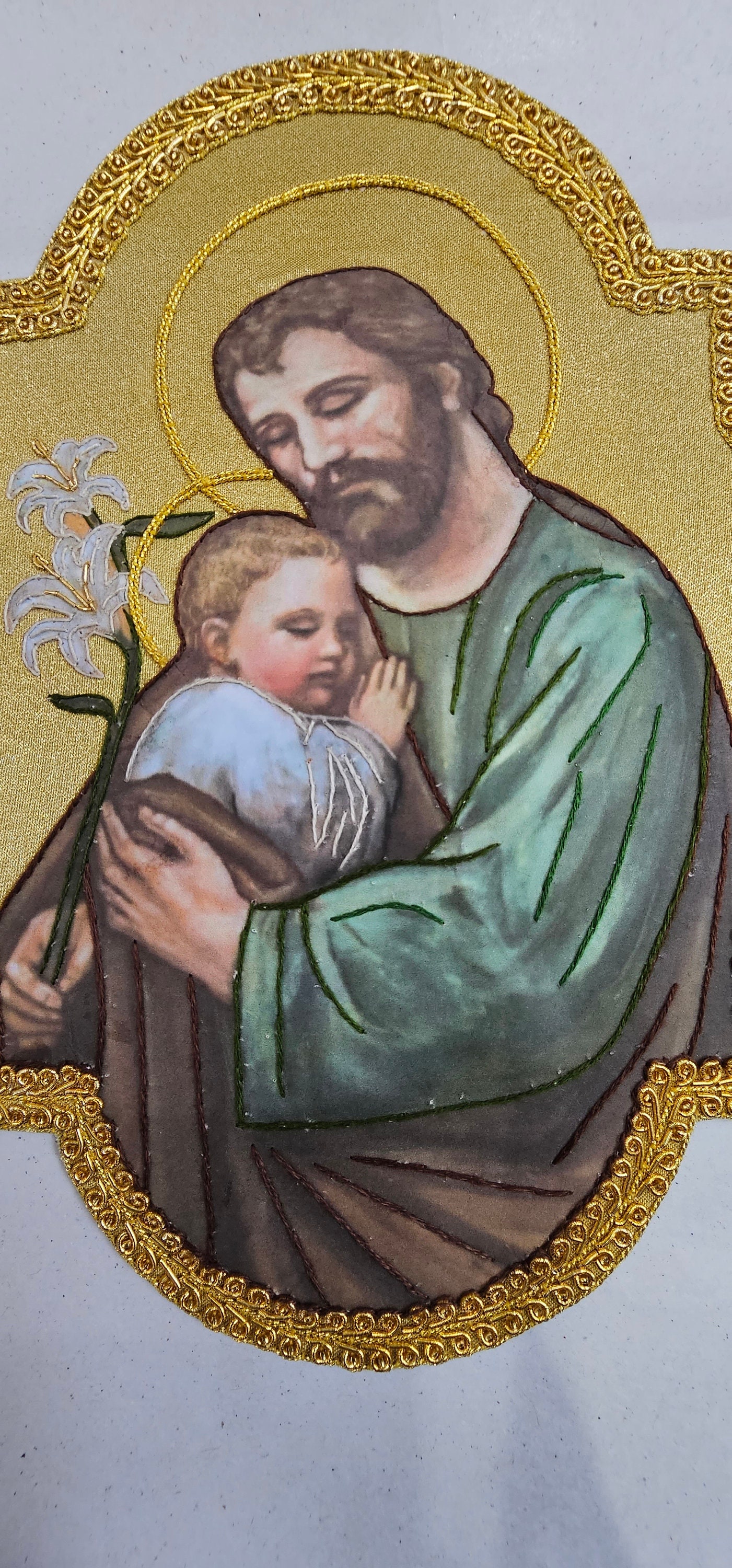 Baby Jesus and Saint Joseph Hand Embroidered Appliqué for Catholic ...