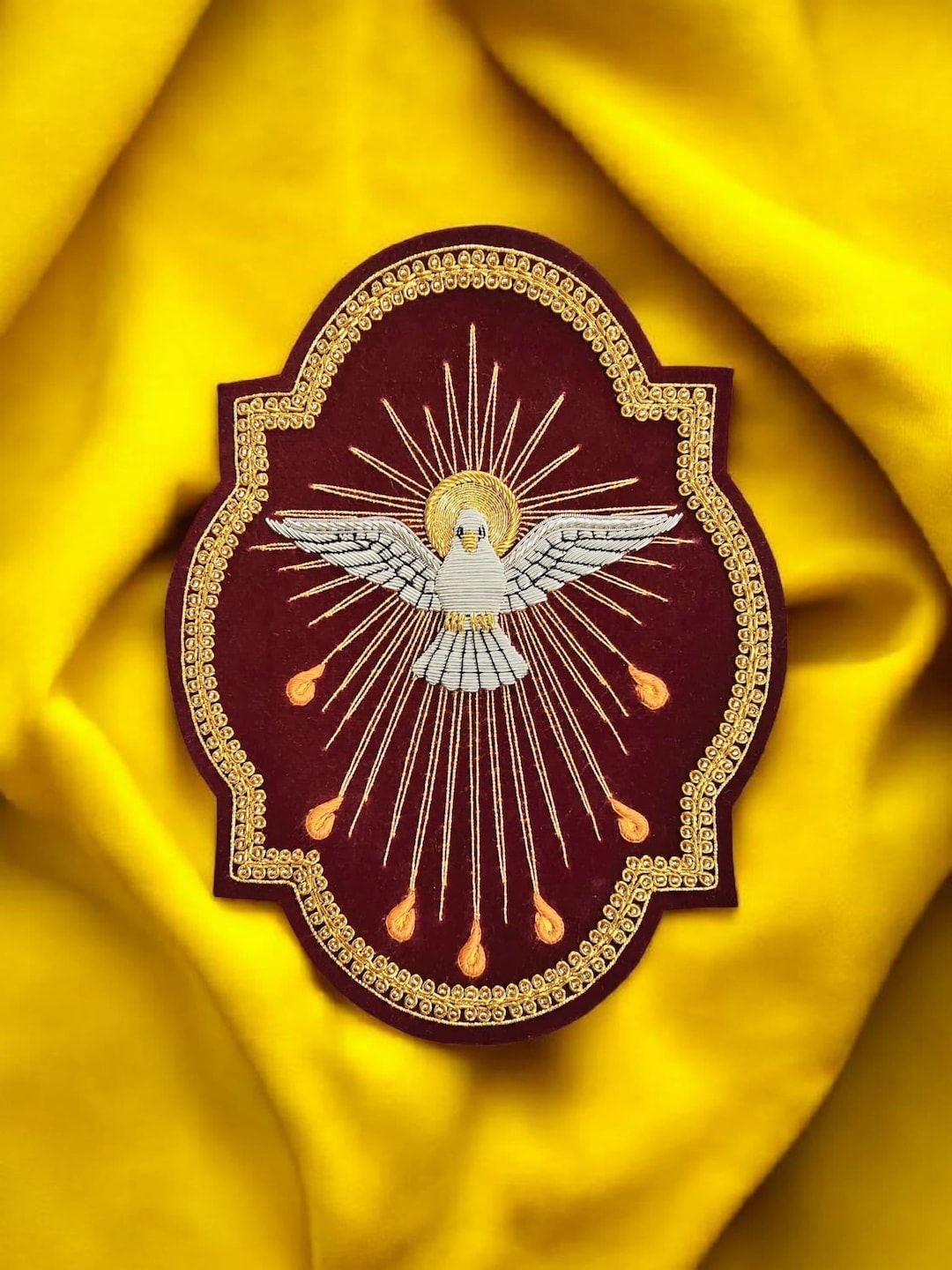 Holy Spirit Hand Embroidered Applique Fir Catholic Vestments With Gold ...