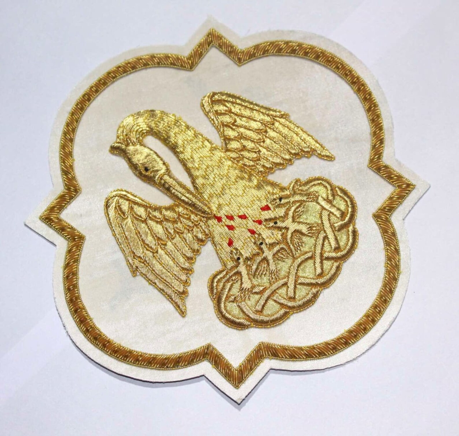 Pelican Appliqué Hand Embroidered for Catholic Vestments Sewn on White ...