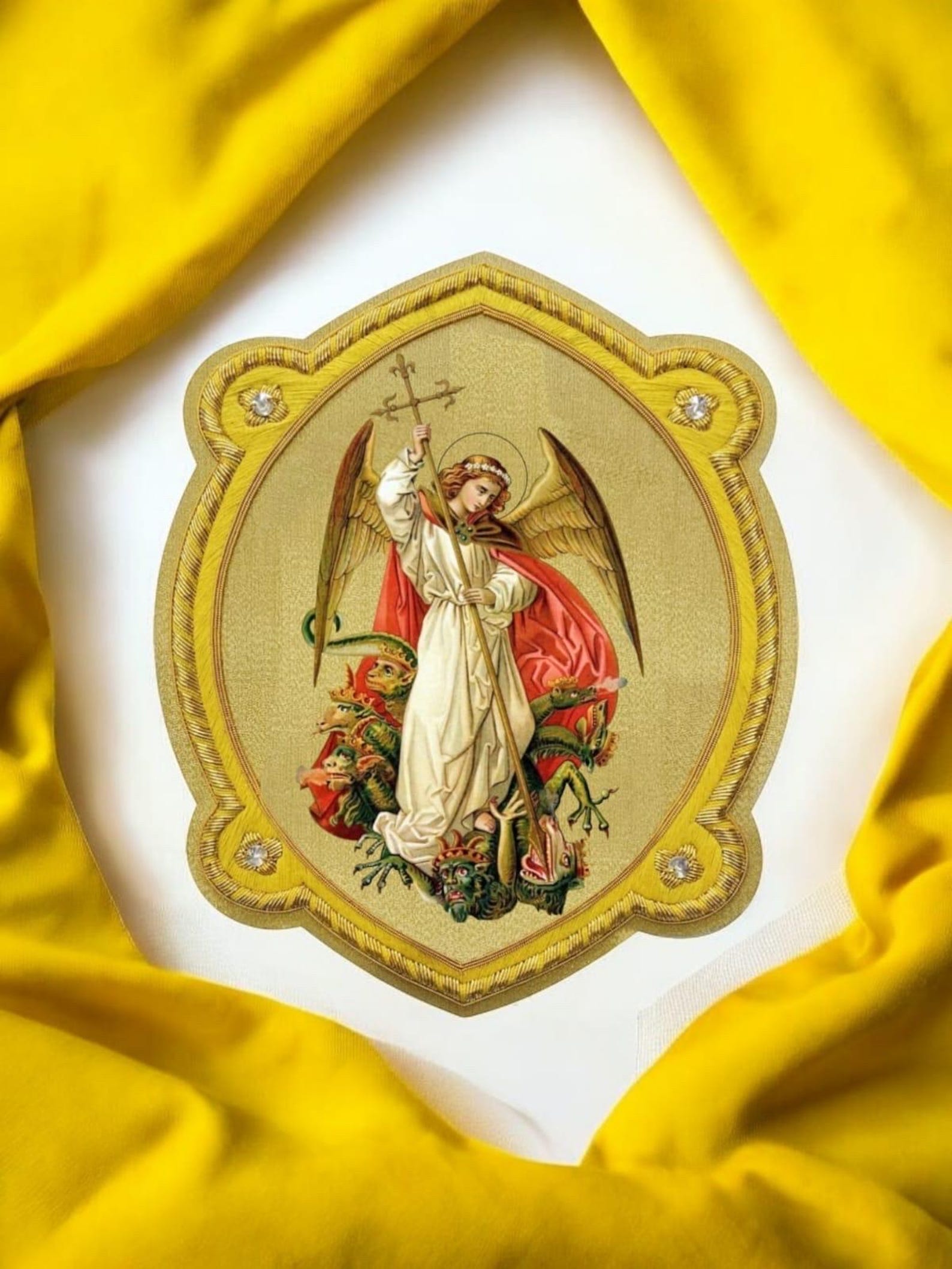 St. Michael the Archangel Appliqué - Hand Embroidered & Painted for ...