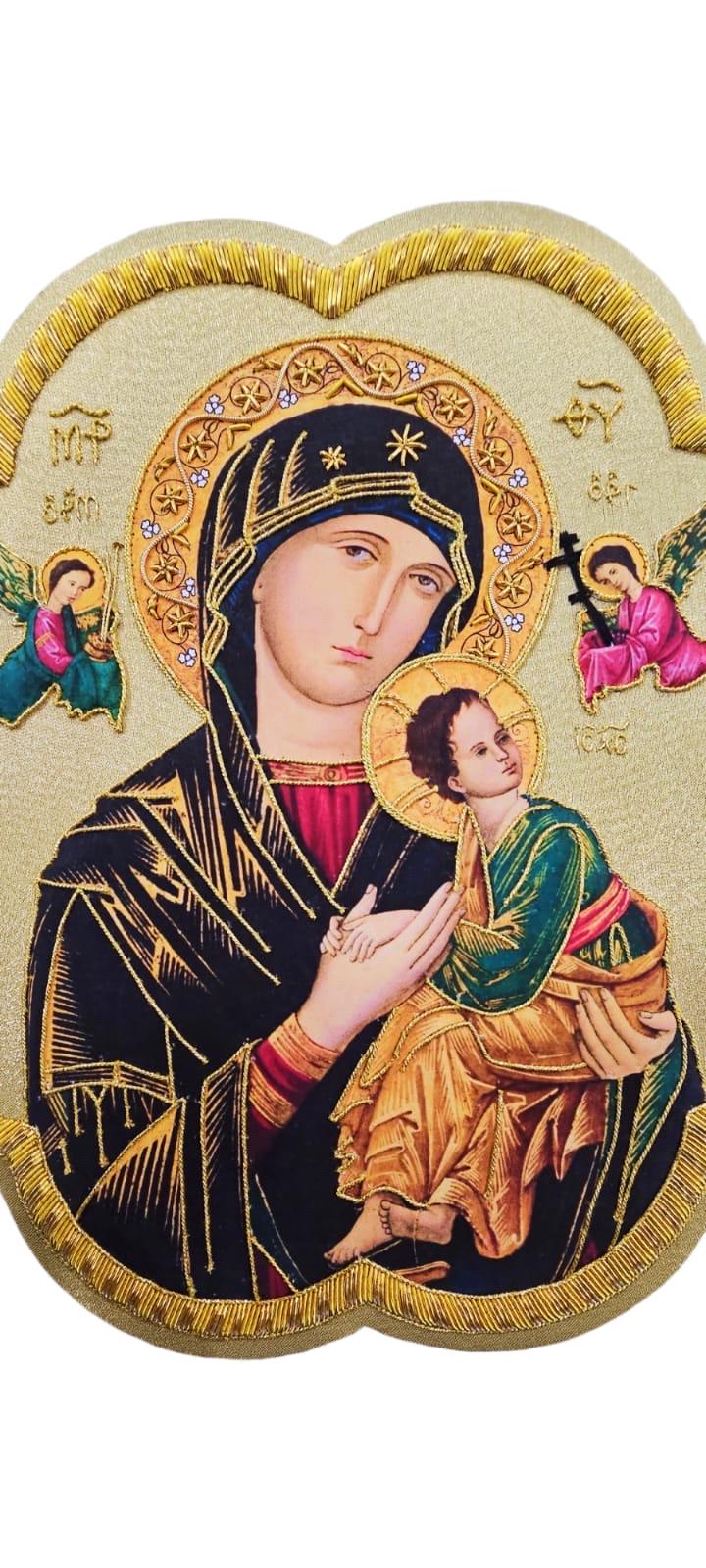 Monastery Icons Our Lady of Perpetual Help Mounted Hand Embroidered ...