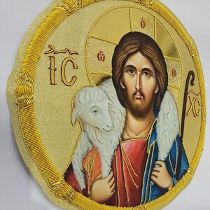 Jesus Christ the Good Shepherd Hand Embroidered Appliqué for Vestments ...