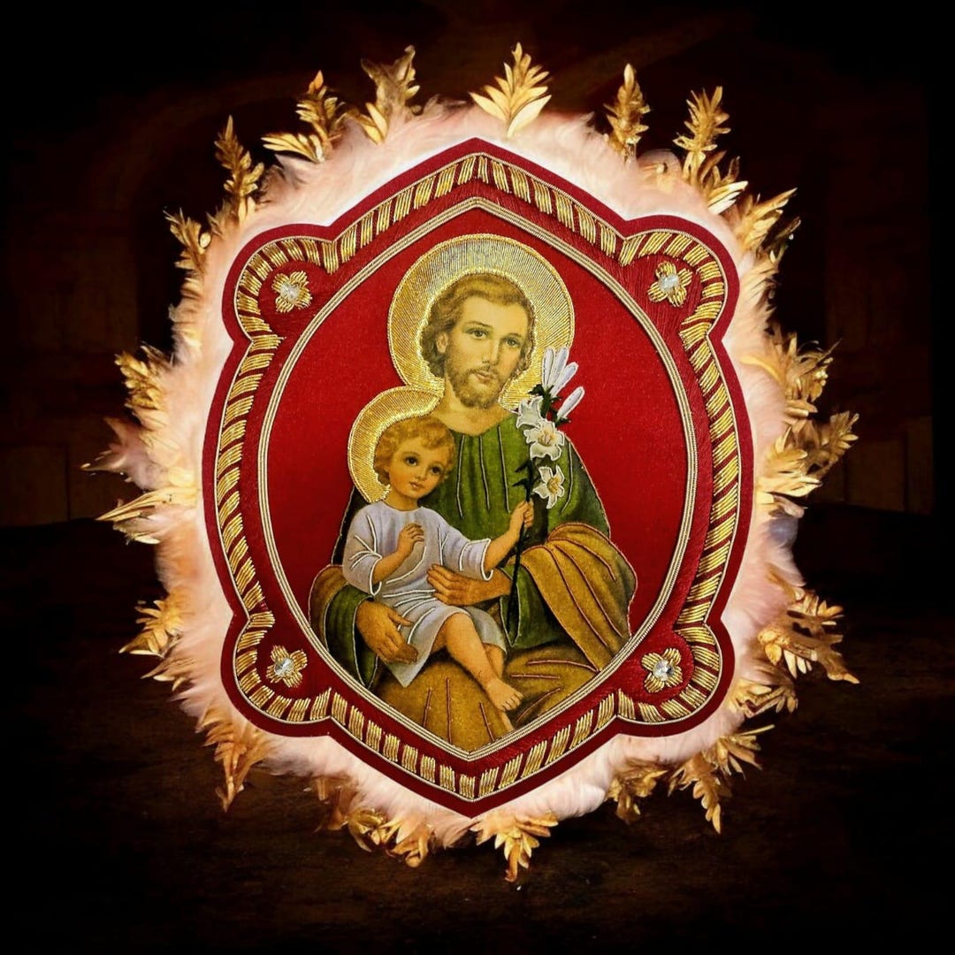 Baby Jesus and Saint Joseph Hand Embroidered Appliqué for Catholic ...