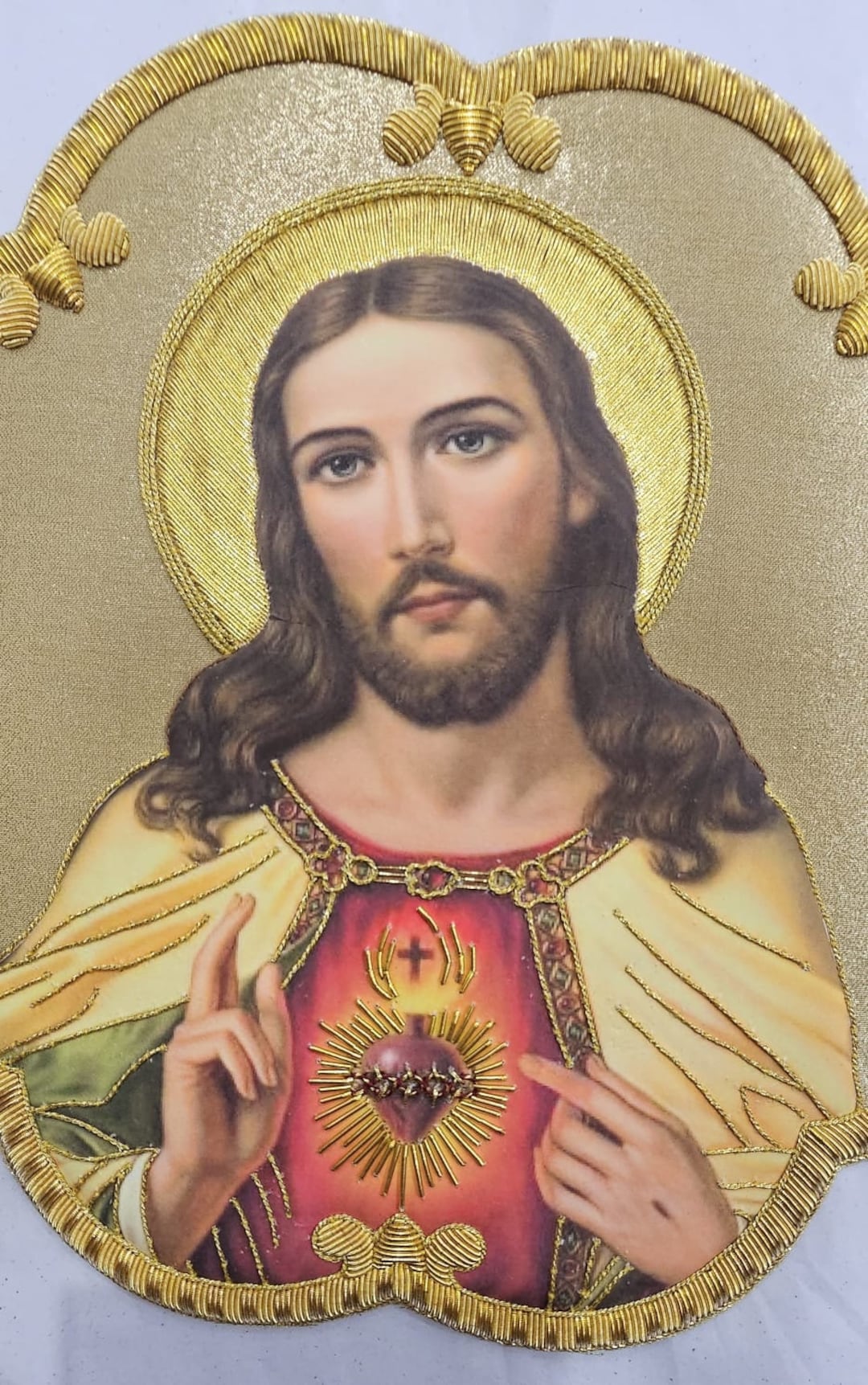 Sacred Heart of Jesus Icon Hand Embroidered Appliqué for Vestment ...