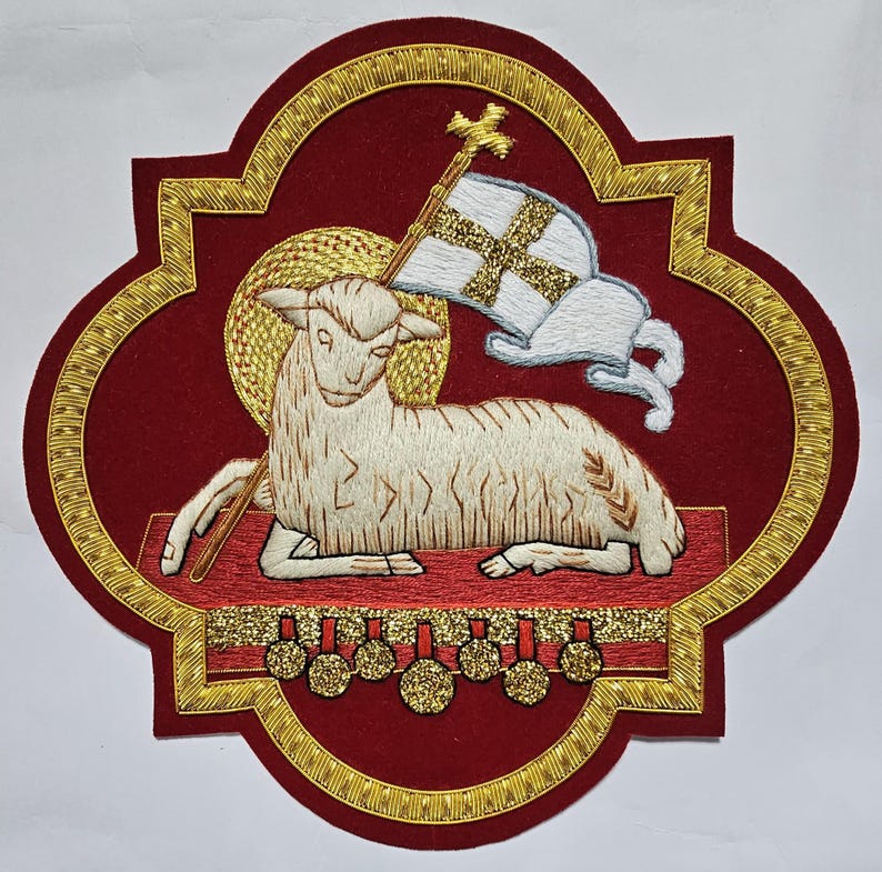 Holy Lamb Appliqué for Catholic Vestment Hand Embroidered, Catholic ...
