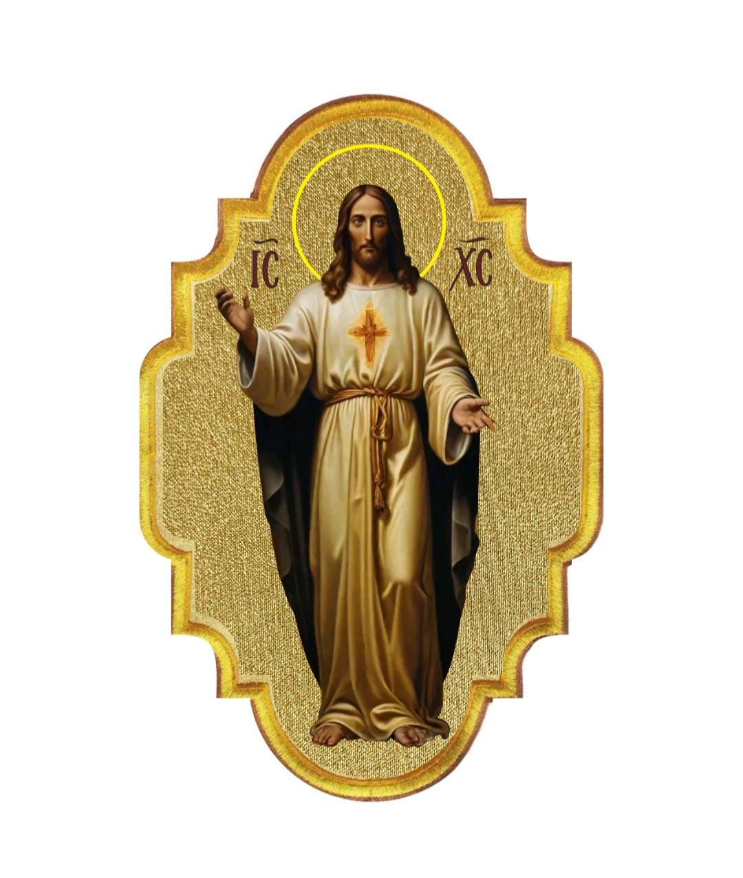 Sacred Heart of Jesus Icon Hand Embroidered Appliqué for Vestment ...
