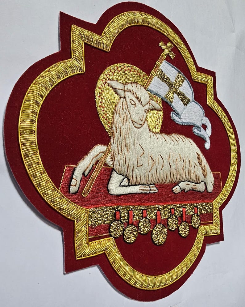 Holy Lamb Appliqué for Catholic Vestment Hand Embroidered, Catholic ...