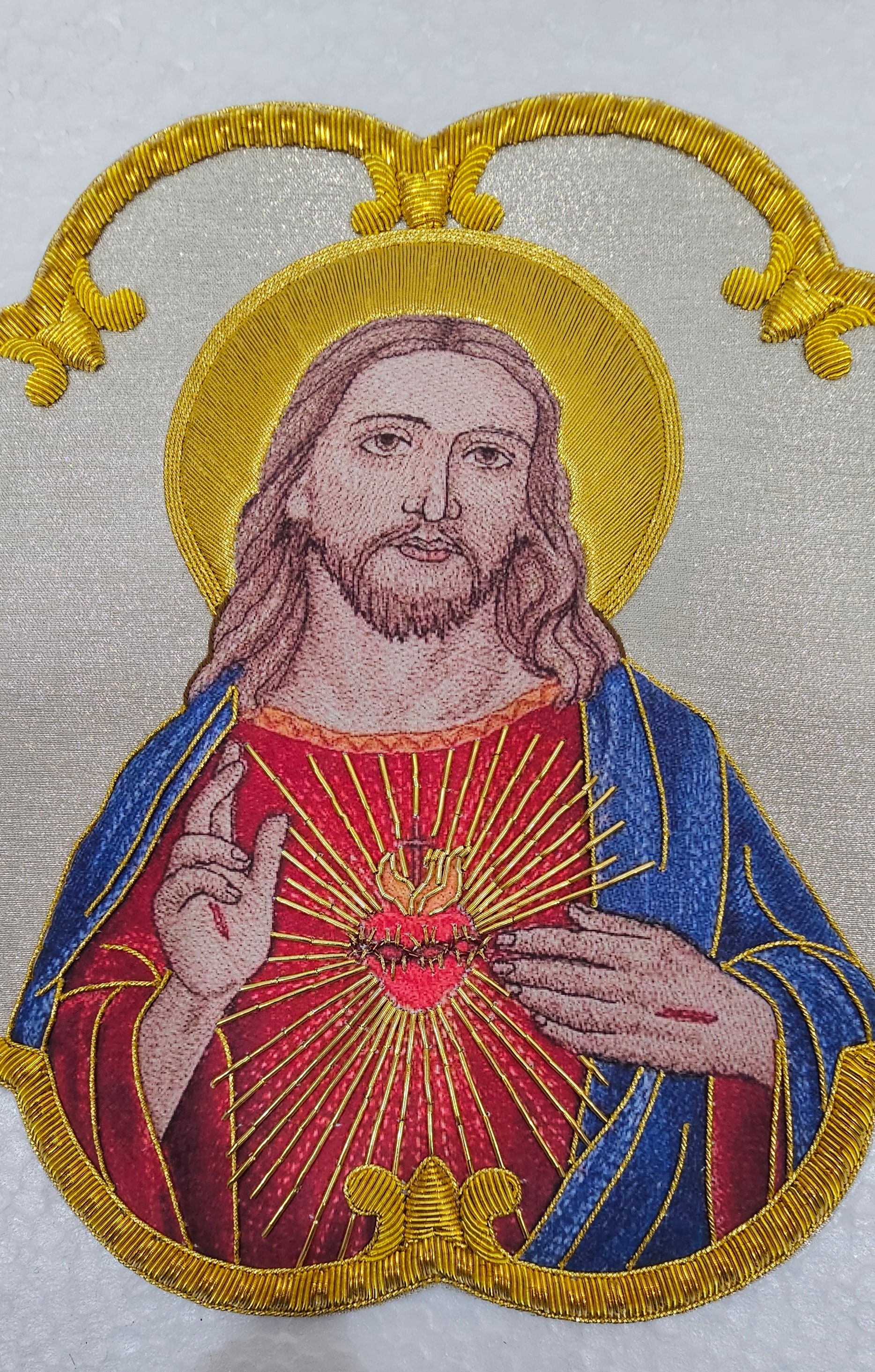 Sacred Heart Christ Hand Embroidered Appliqué for Catholic Vestment ...