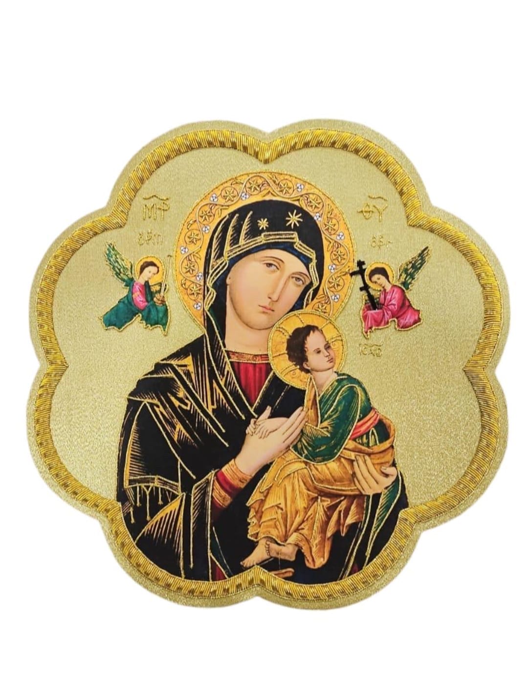 Monastery Icons Our Lady of Perpetual Help Mounted Hand Embroidered ...
