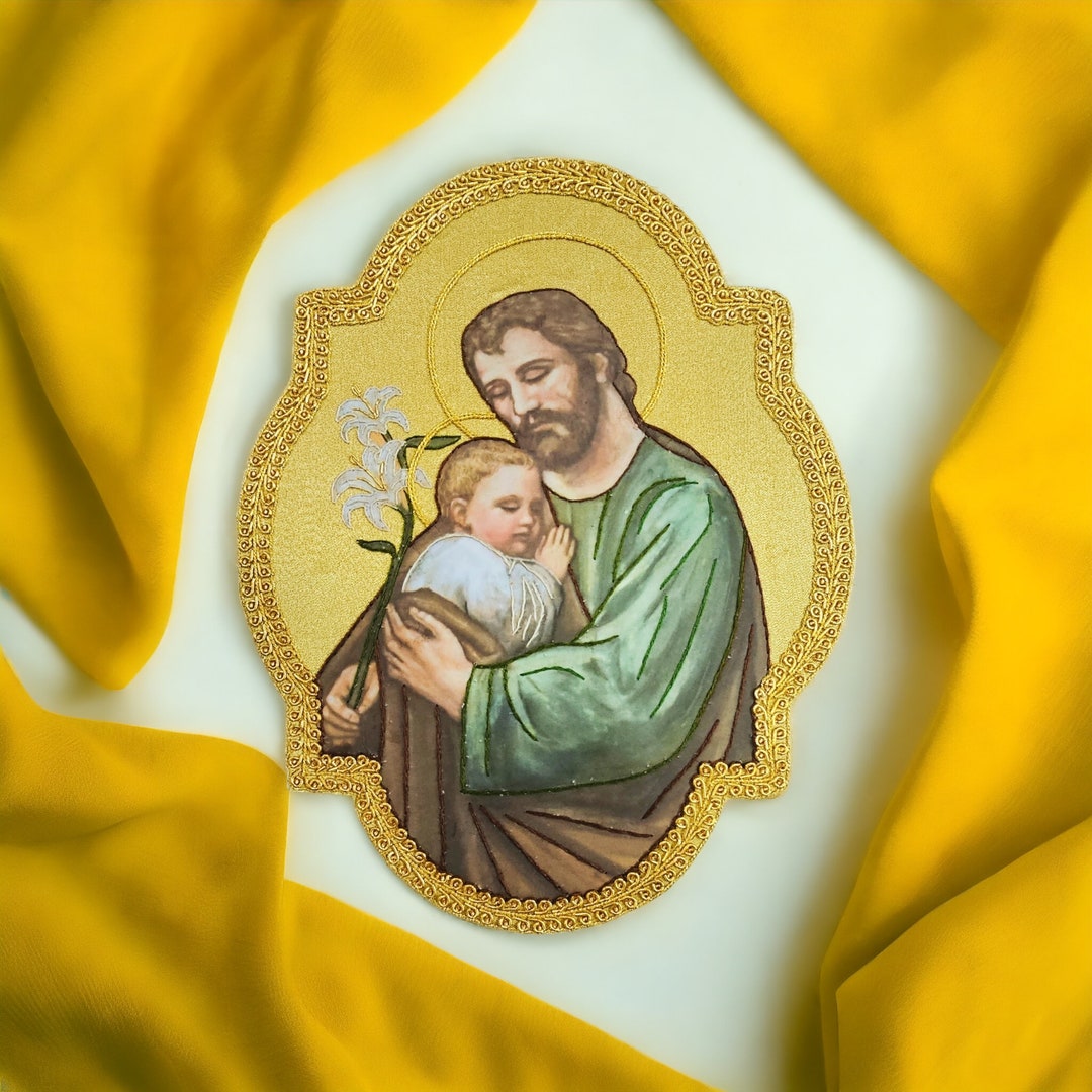 Baby Jesus and Saint Joseph Hand Embroidered Appliqué for Catholic ...