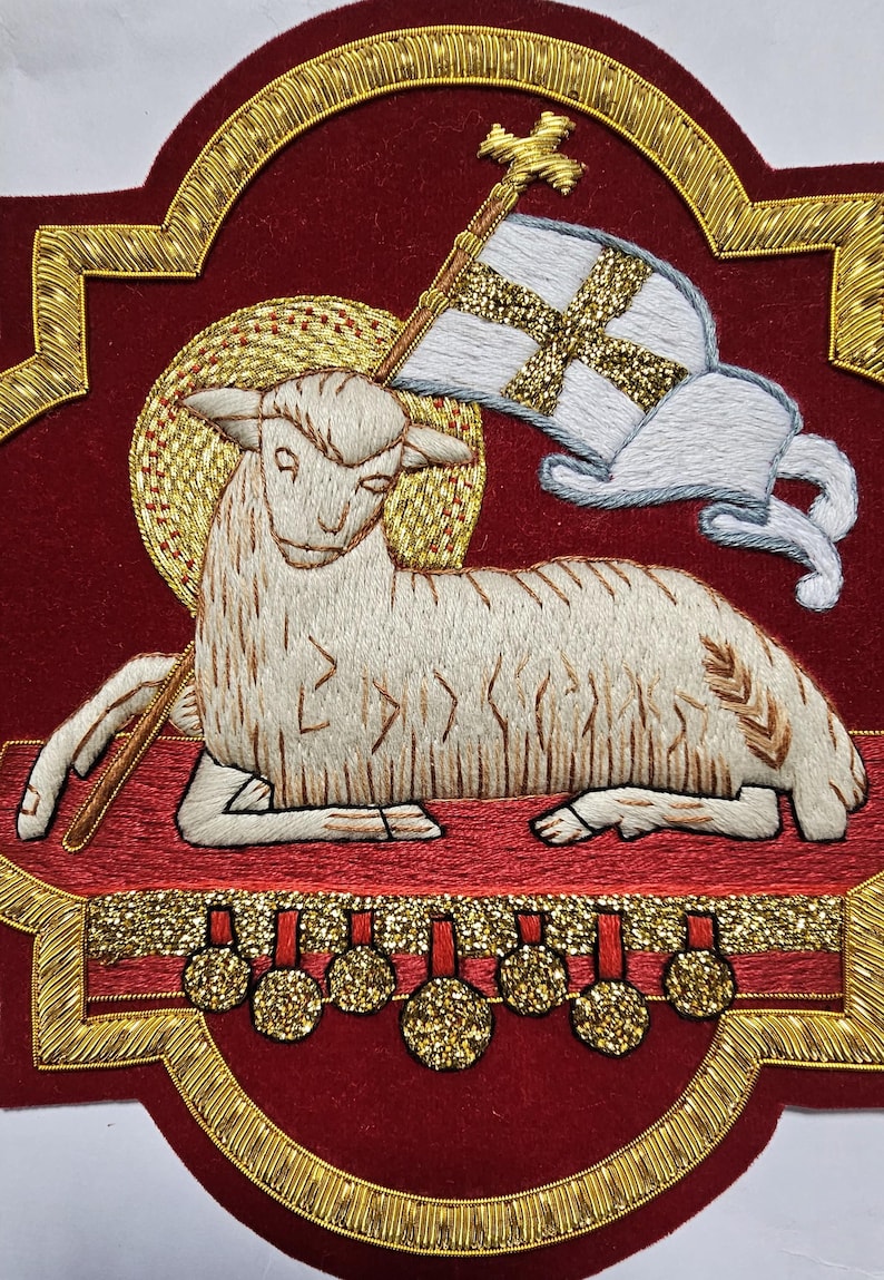 Holy Lamb Appliqué for Catholic Vestment Hand Embroidered, Catholic ...