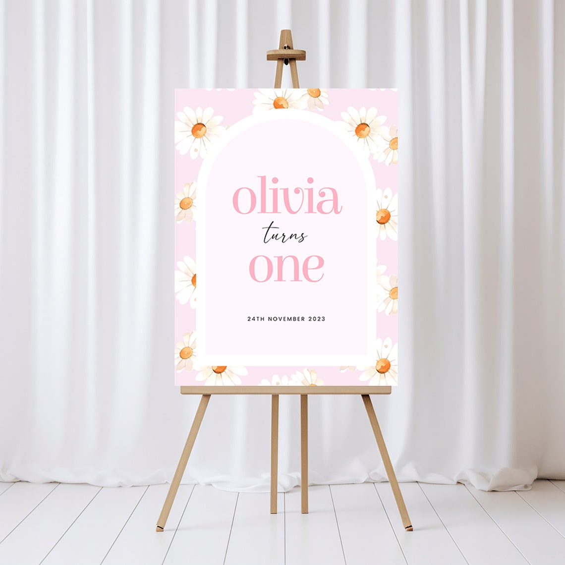 Daisy Pink Welcome Sign INSTANT DOWNLOAD Editable Template, Daisy ...