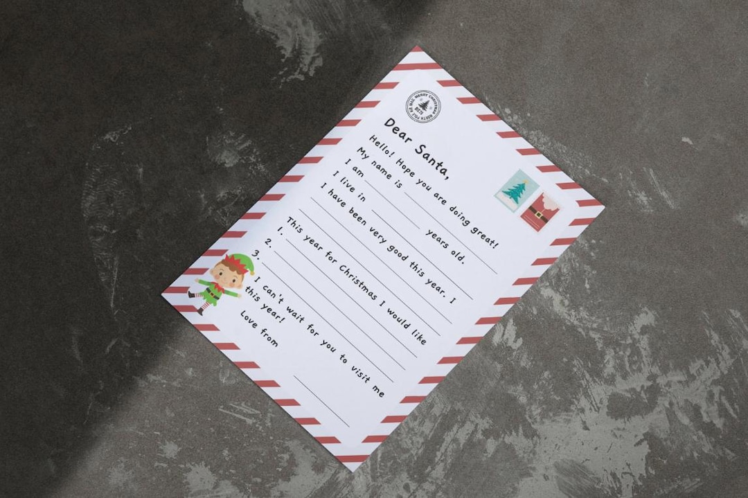 Carta de Navidad para niños / Carta a Papá Noel / Carta de Papá Noel ...