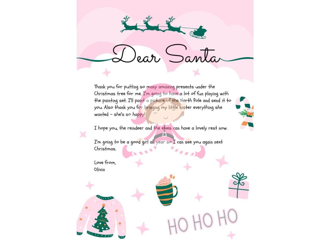 Thankyou Santa Letter Letter to Santa Christmas Letter Santa Christmas ...