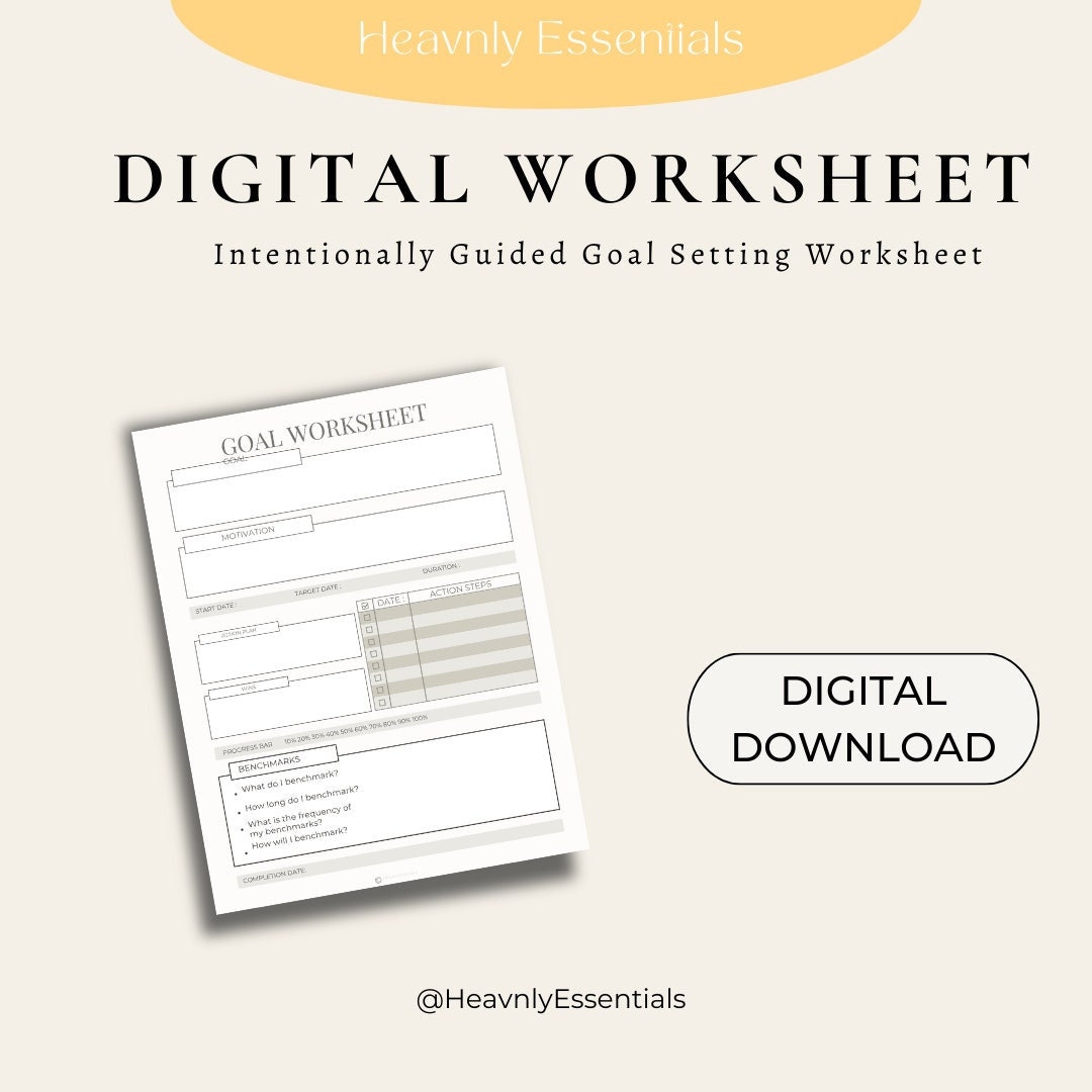Intentional Goal Setting Worksheet Digital Print for a - Etsy