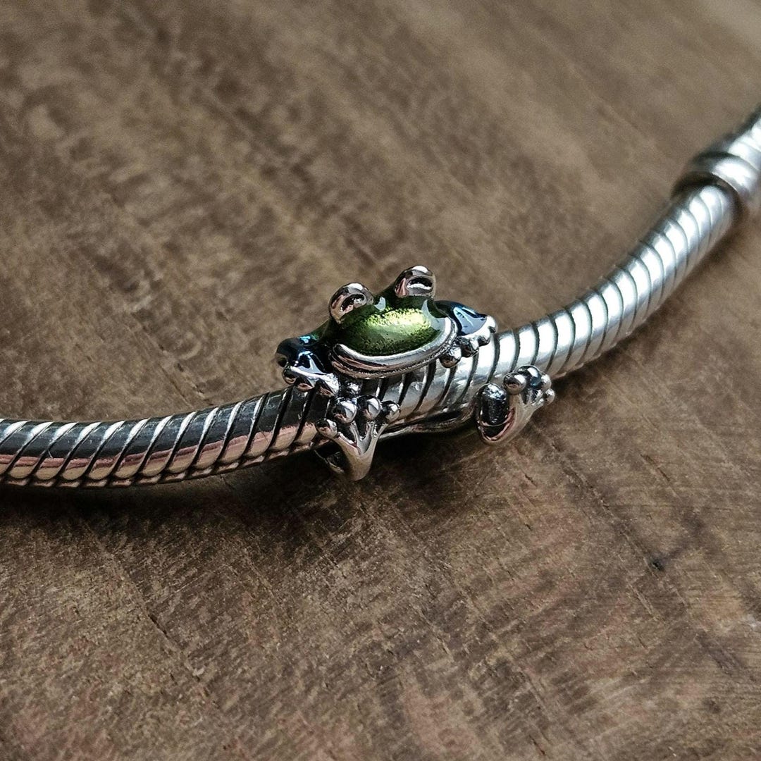 Green Frog Charm, Smiling Frog Frog Bracelet, Green Charm Cute Frog ...