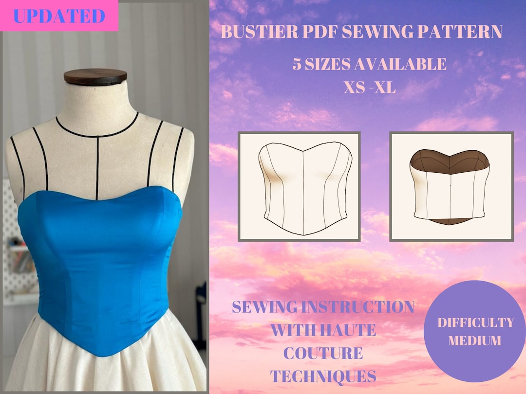 Bustier Pattern Size XS to XL Bustier Top PDF Sewing Pattern Haute ...