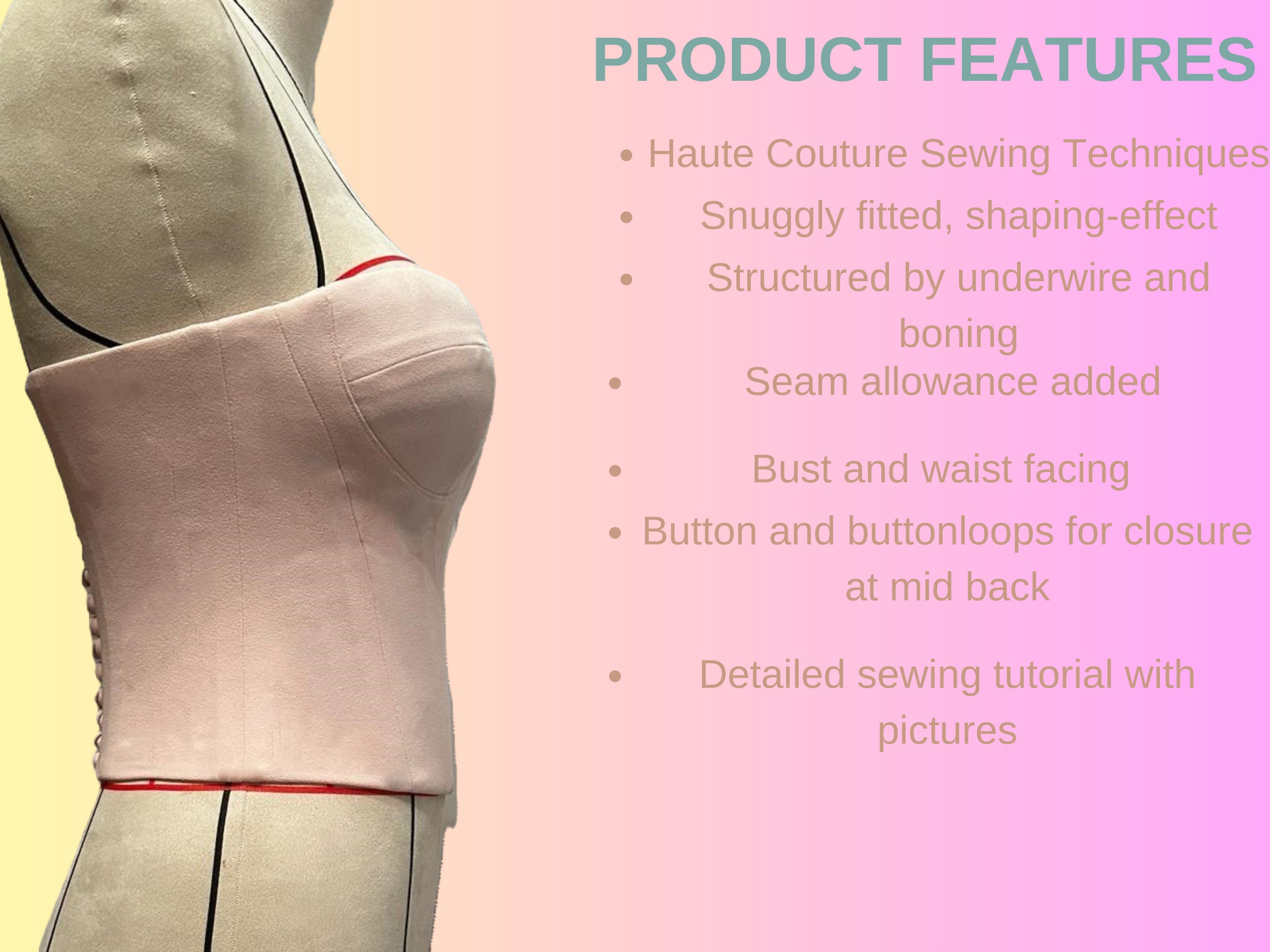 Bustier Pattern | Size L | Cupped Bustier Top PDF Sewing Pattern ...