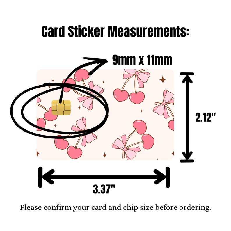 Credit Card Sticker Skin Decal for Debit Card, Coquette Cherry Sticker ...
