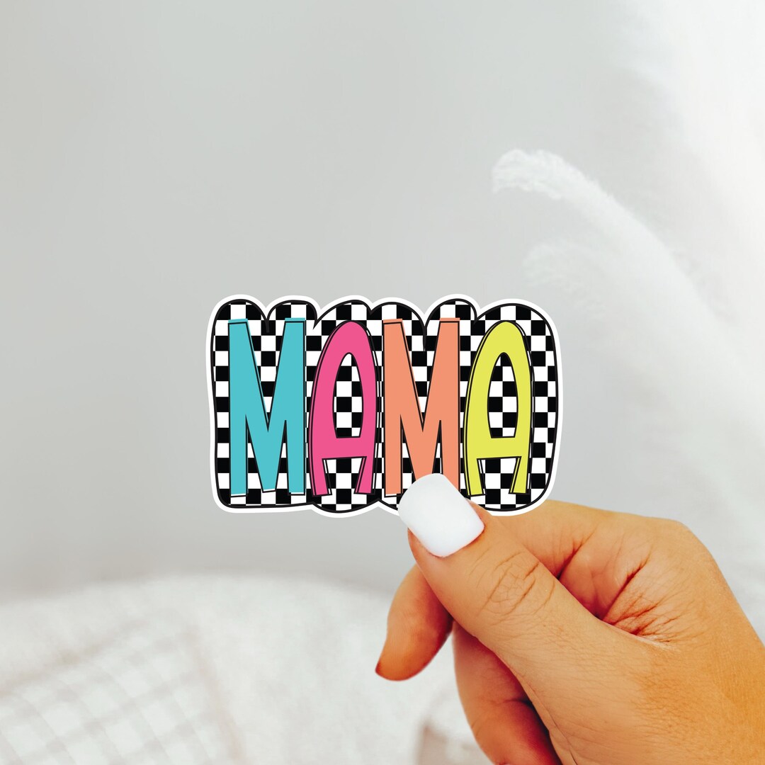 Retro Mama Sticker | Checkered Mama Stickers | Race Mom Sticker | Mama ...