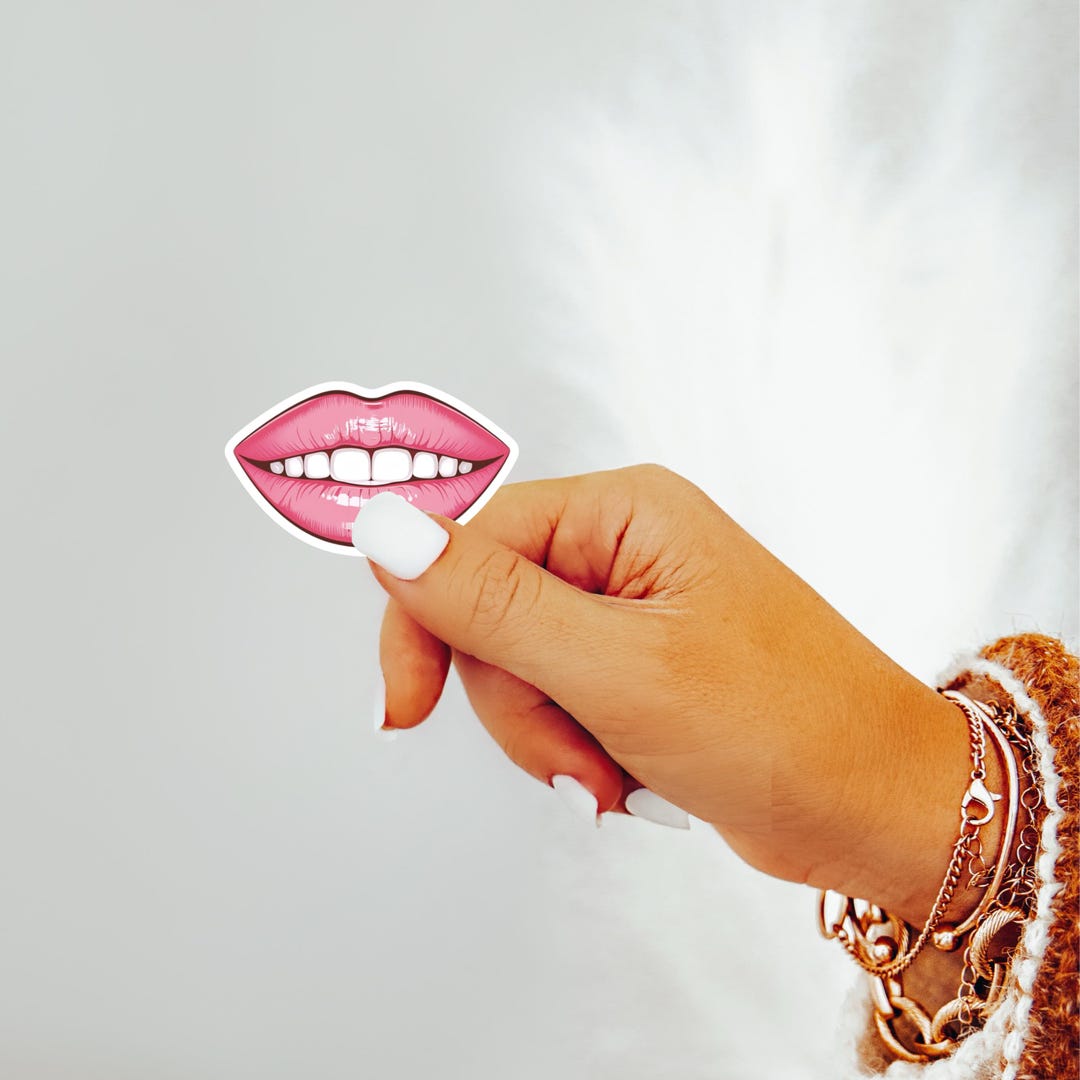 Kiss Lip Sticker, Pink Lips Sticker, Smile Sticker, Water Bottle ...