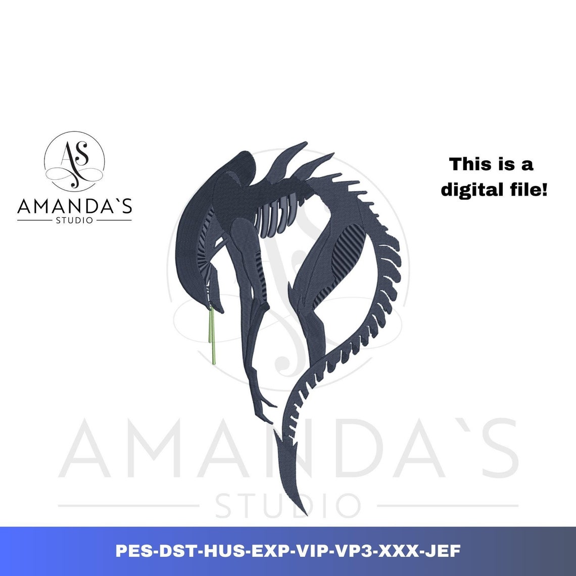 Xenomorph Embroidery Design,digital Project Pattern, Diy Modern ...