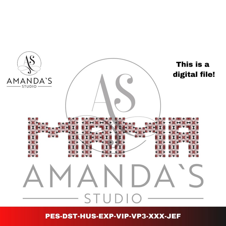 MAMA Traditional Embroidery Design, Mama Pattern, Digital Art Design ...