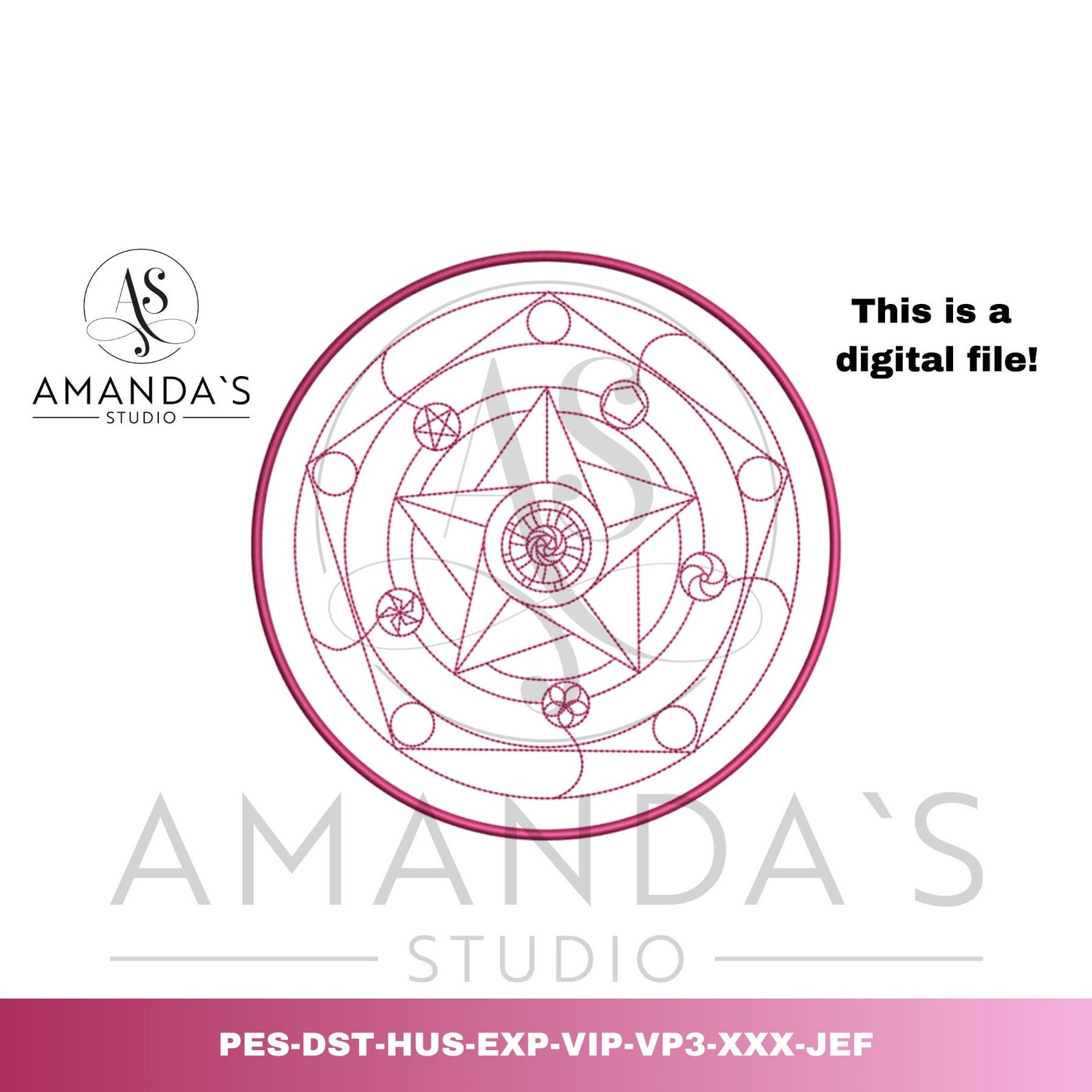 Magic Circle Embroidery Design, Digital Project Pattern, Diy Threadwork ...